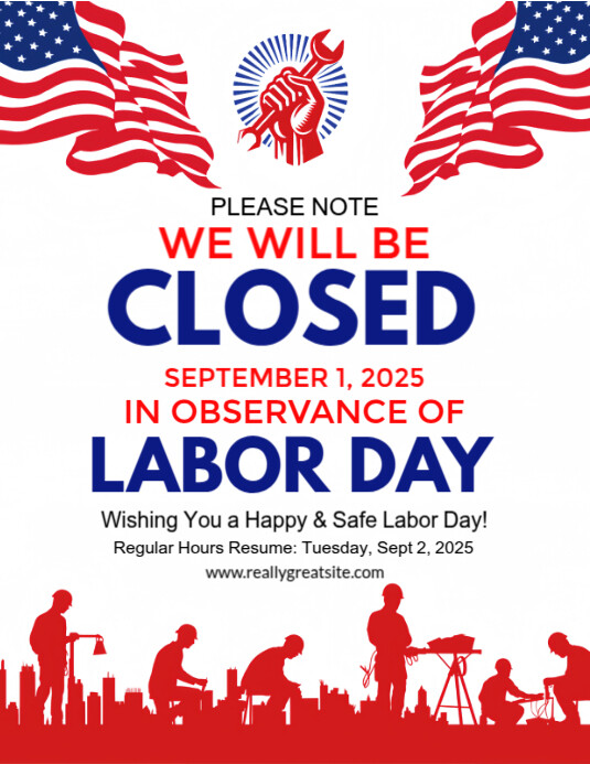 Labor Day Closed Ad Flyer 2025 Template | PosterMyWall