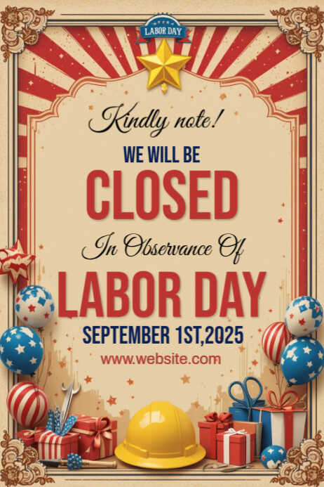 Labor Day Closed Poster Template | PosterMyWall