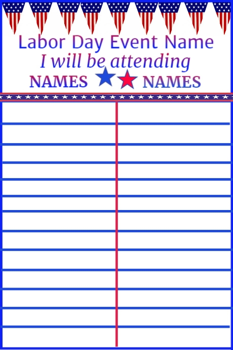 Labor Day Event Sign-Up Sheet Template | PosterMyWall