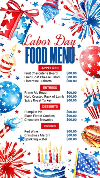 Labor Day Menu Template | PosterMyWall