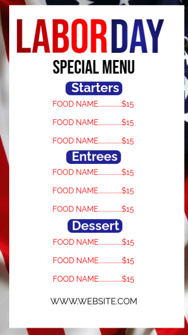 Labor Day Menu Instagram Story Template | PosterMyWall