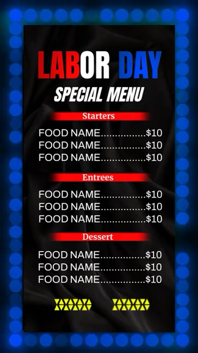 Labor day menu poster Template | PosterMyWall