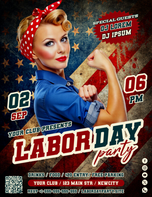 Labor Day Retro Party Flyer Template | PosterMyWall