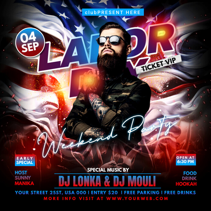 Labor day Weekend Night Party Template | PosterMyWall