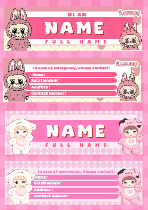 Labubu Character Name Tags Template | PosterMyWall