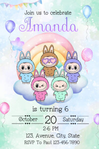 Labubu Invitation Birthday Template | PosterMyWall
