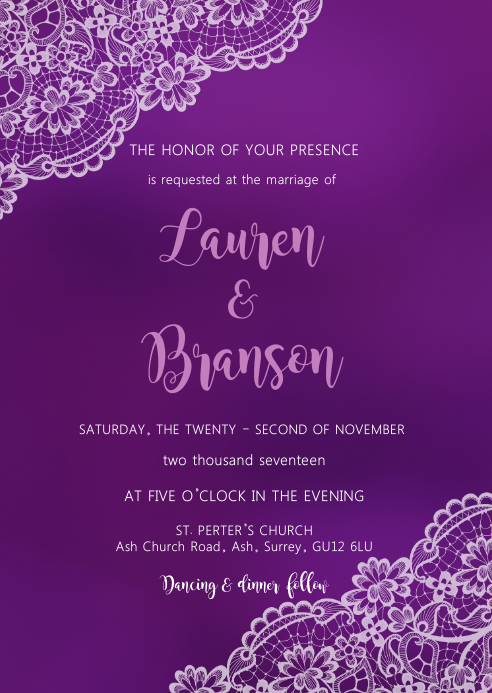 Lace purple invitation Template | PosterMyWall