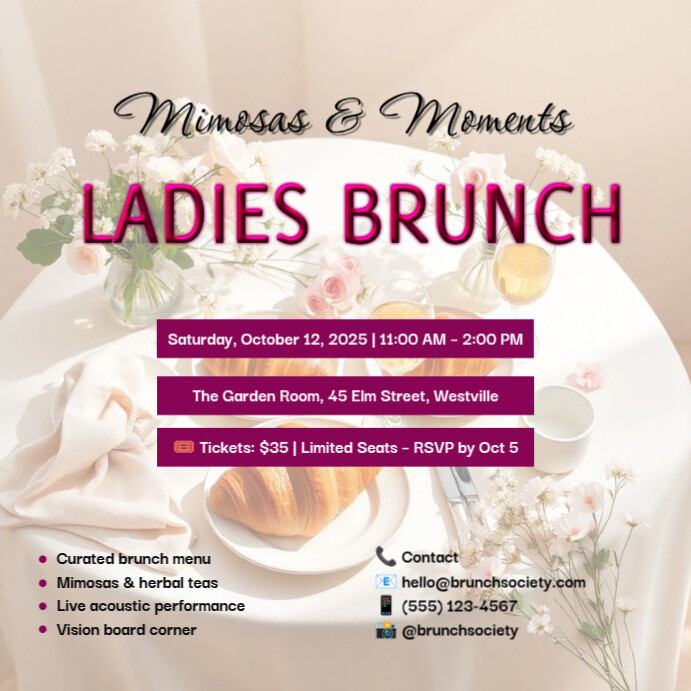 Ladies Brunch Party Event Template | PosterMyWall