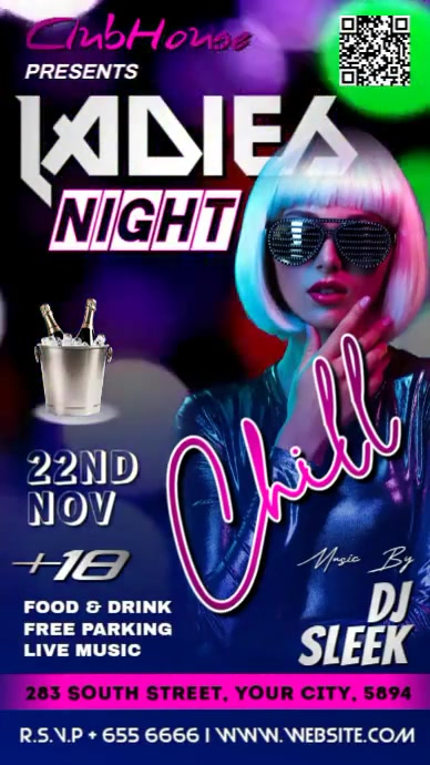 Plantilla de LADIES CHILL NIGHT PARTY TEMPLATE | PosterMyWall