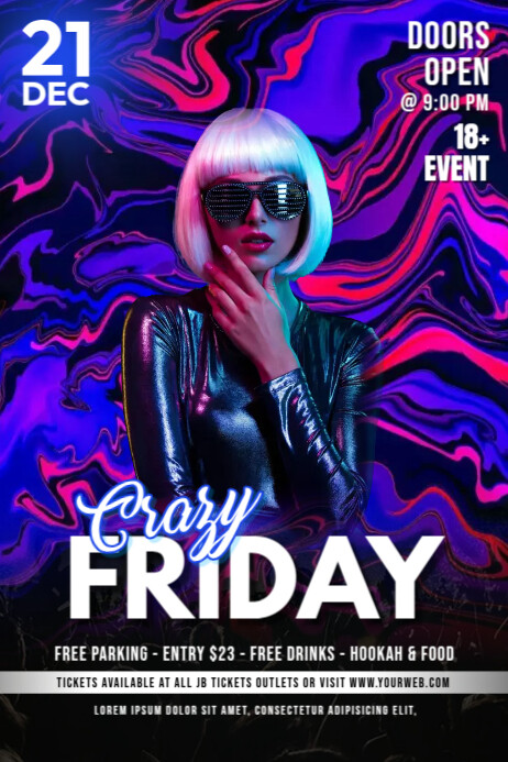 Ladies Crazy Friday Night Template | PosterMyWall