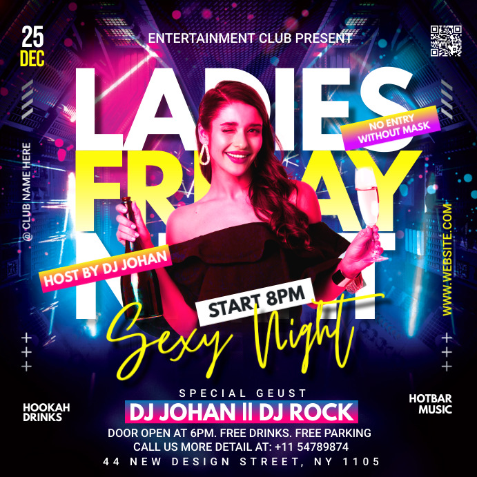 Ladies Friday Night Party ad Template | PosterMyWall