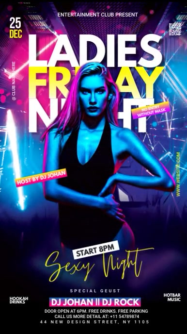Ladies Friday Night Party ad Template | PosterMyWall