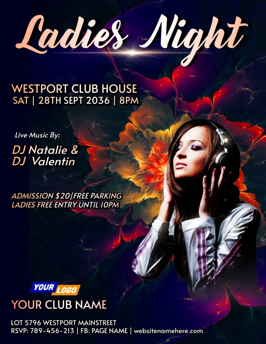 Ladies Night Ad Flyer - Cool Light Design เทมเพลต | PosterMyWall