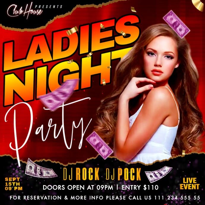 Modèle ladies night advert advertisement square | PosterMyWall