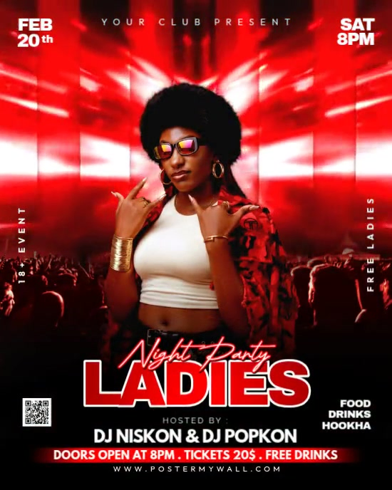 Ladies Night Club Party Instagram Portrait Video Template | PosterMyWall