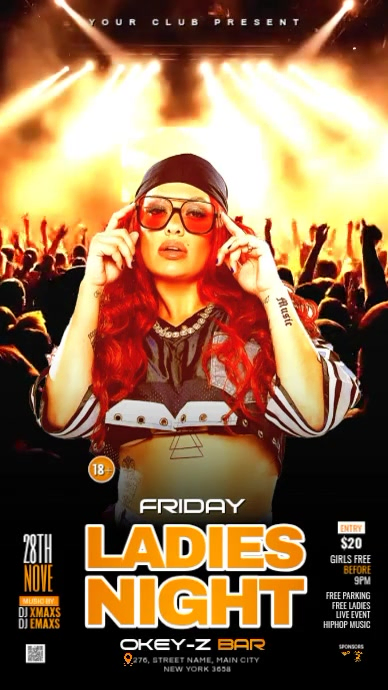 Ladies Night Club Party Instagram Story Video Template | PosterMyWall