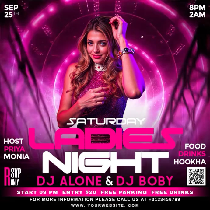 Ladies Night Event Square Video Template | PosterMyWall