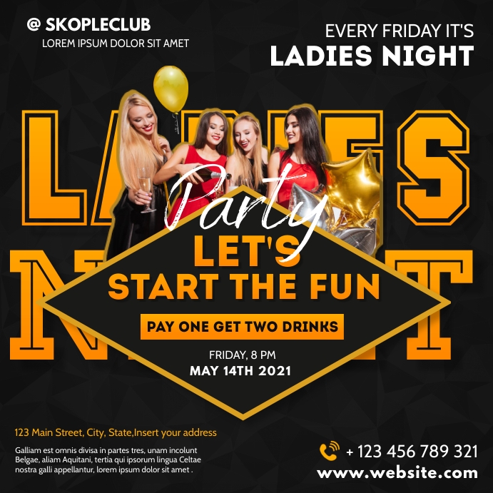 Ladies night instagram post advertising Template | PosterMyWall
