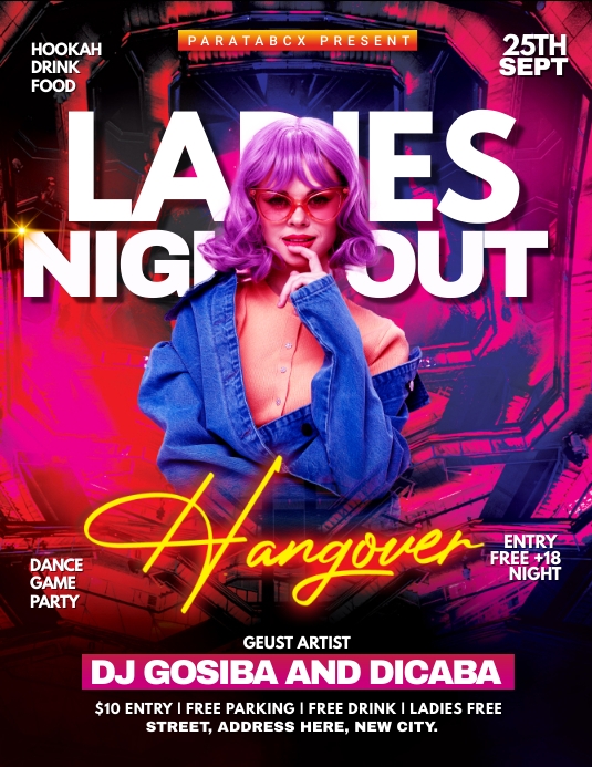 ladies night out Hangover party flyer Template | PosterMyWall