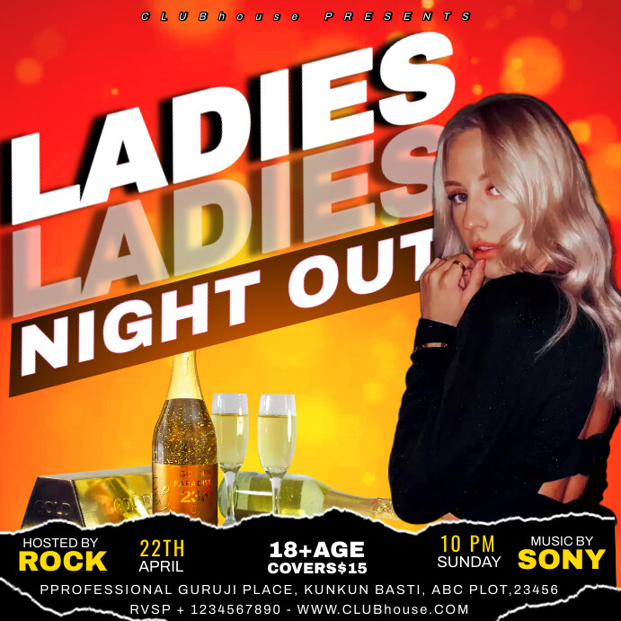 ladies night out party/disco night party Template | PosterMyWall