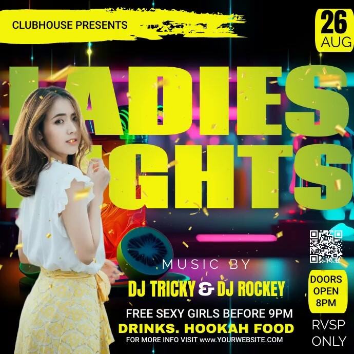 Plantilla de ladies night party/disco night /pob night | PosterMyWall