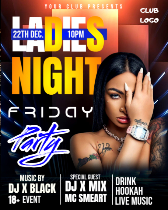 ladies night party / diva's night club party Template | PosterMyWall
