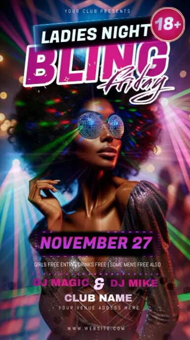 LADIES NIGHT PARTY FLASHY Template | PosterMyWall