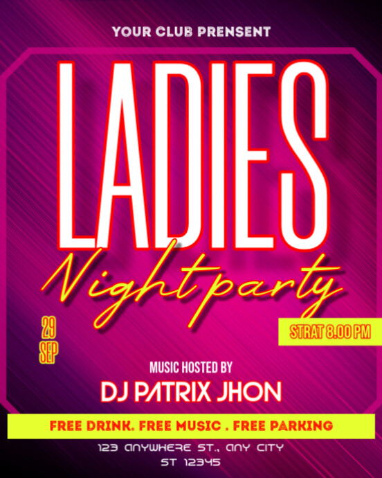 Ladies night party post Template | PosterMyWall