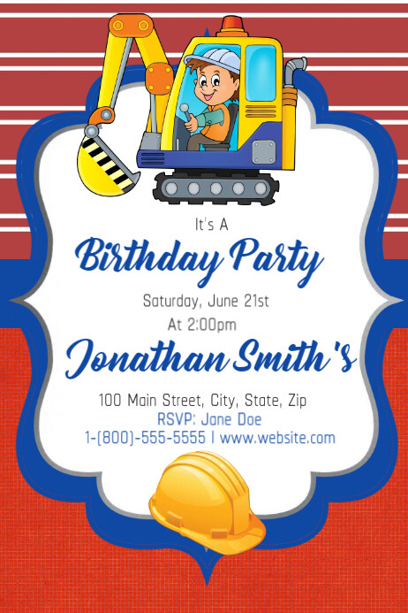 Construction Birthday Party | PosterMyWall