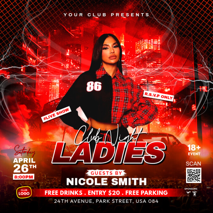 Ladies Saturday Night Party Flyer Instagram Post Template | PosterMyWall