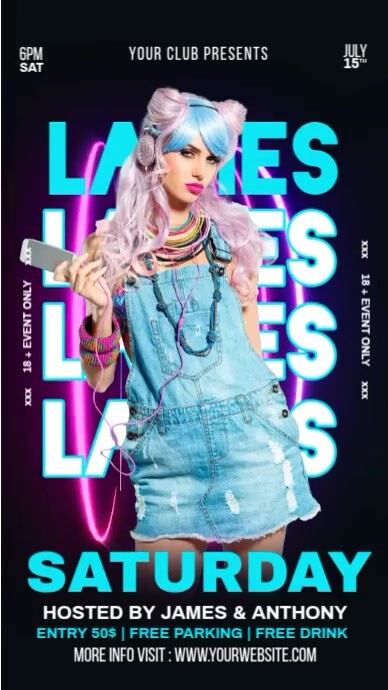 Ladies Saturday Party Video Template | PosterMyWall
