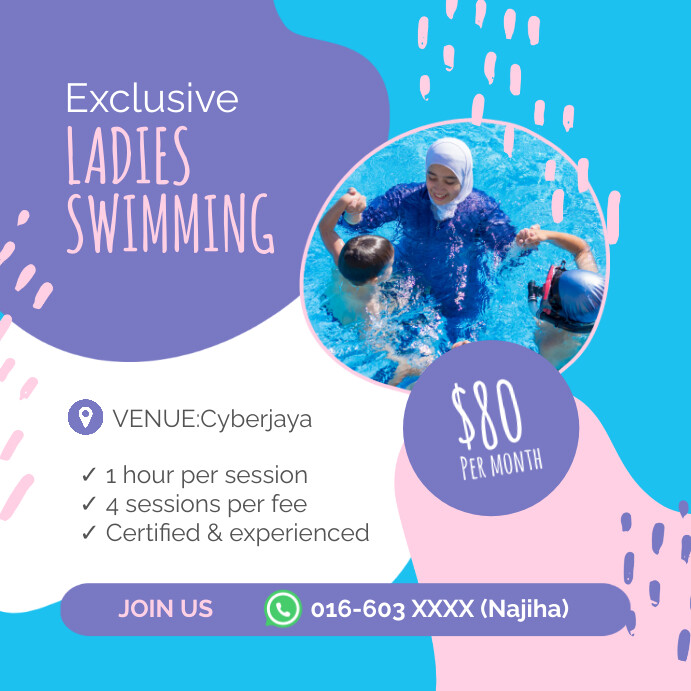 Modèle Ladies Swimming Classes Facebook Instagram | PosterMyWall