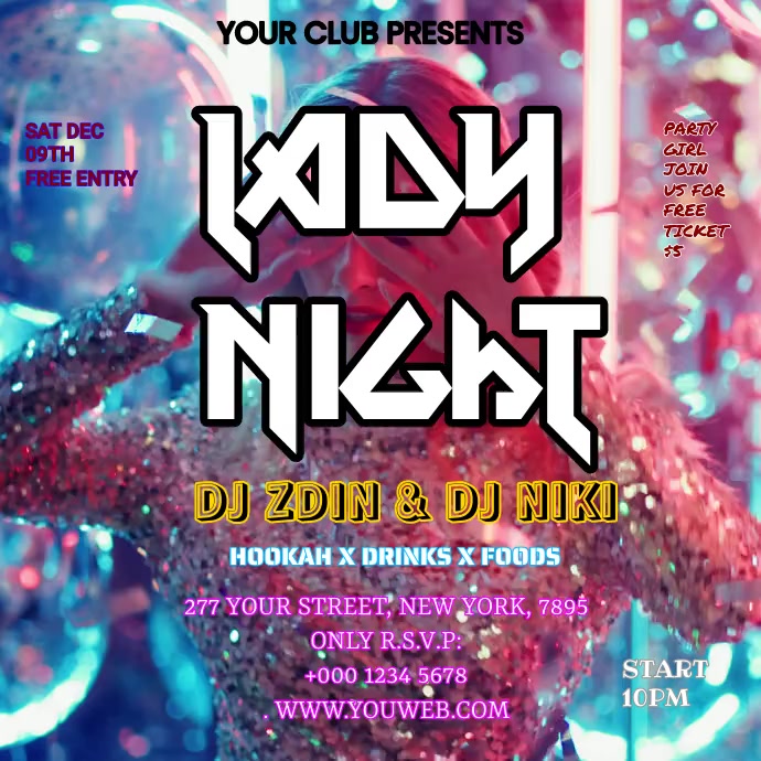 Plantilla de Lady night | PosterMyWall