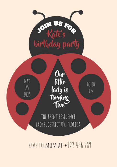 Ladybug birthday invitation Template | PosterMyWall