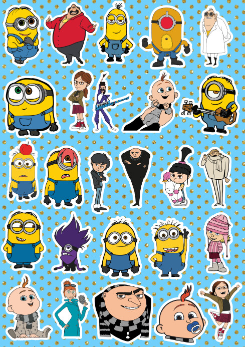 Lamina de Stickers digitales de mi villano favorito Templat | PosterMyWall