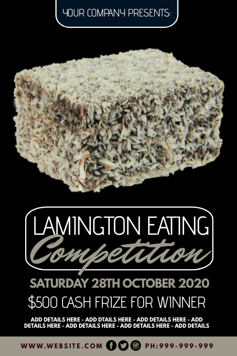 Lamington Eating Competition Poster Template | PosterMyWall