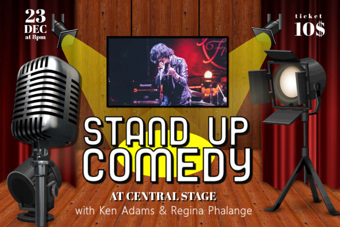 Landscape Stand up Comedy Event Flyer Template | PosterMyWall