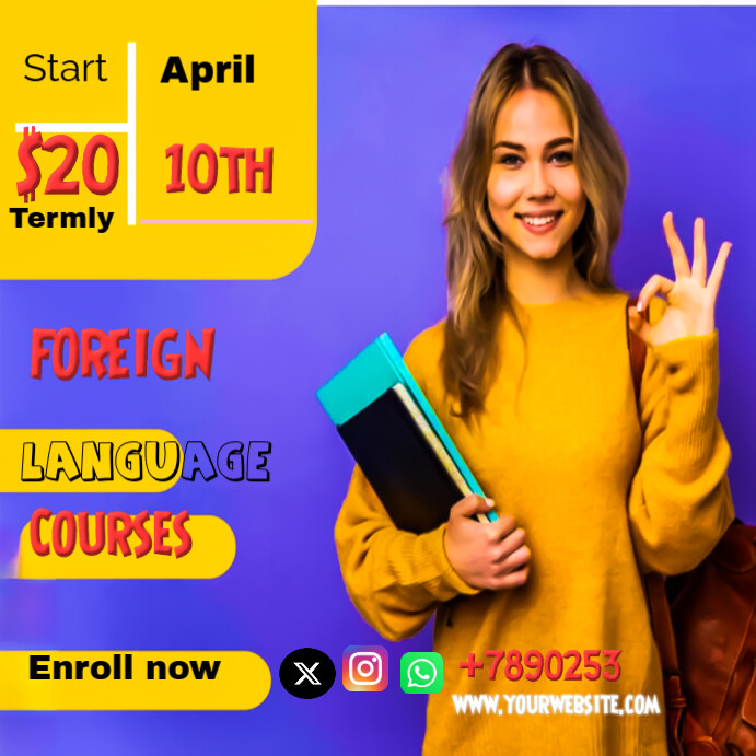 Language study for beginners Template | PosterMyWall