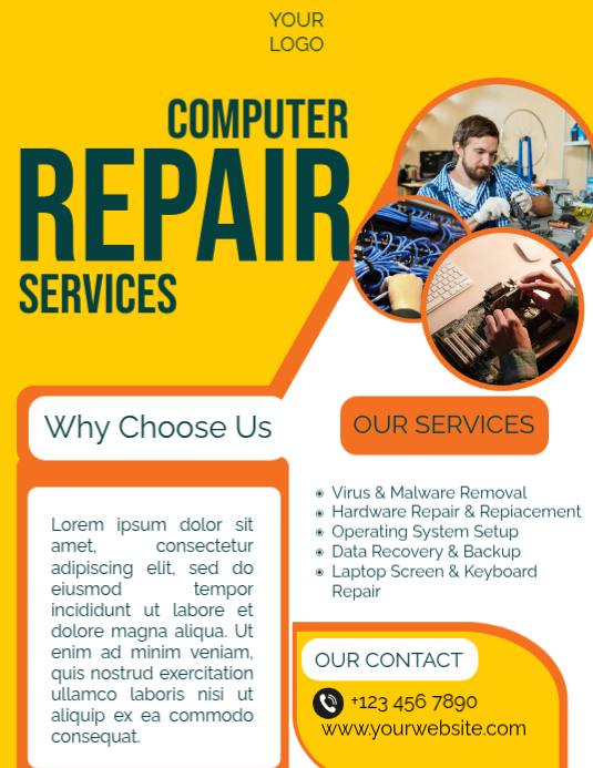 Laptop Repair Flyer Template | PosterMyWall