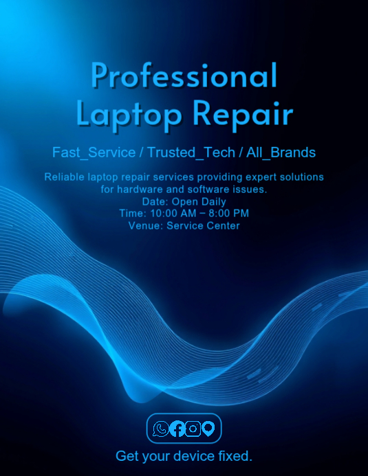 Laptop Repair Freestyle Freeform Gradients Flyer Design Template ...