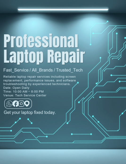 Laptop Repair Service Flyer Design Template | PosterMyWall