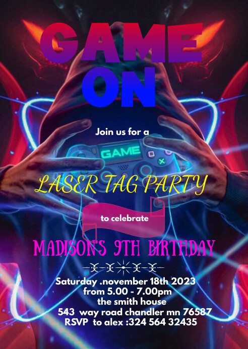 Laser tag birthday party invitation Template | PosterMyWall