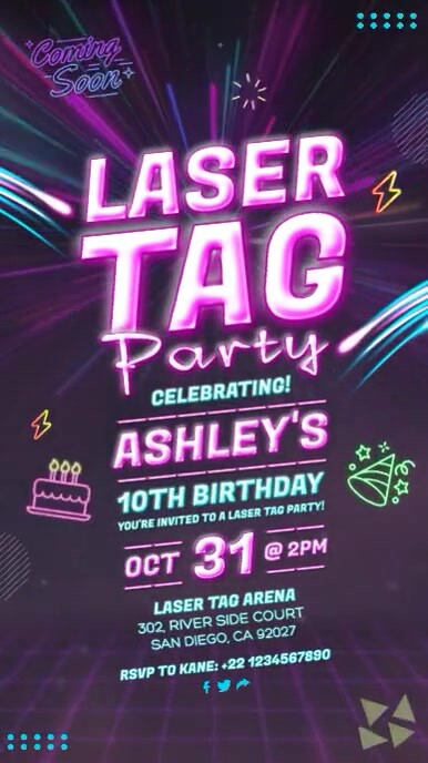 Laser Tag Birthday Party Invite Template | PosterMyWall