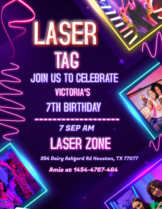 Laser tag digital birthday Invitation template | PosterMyWall