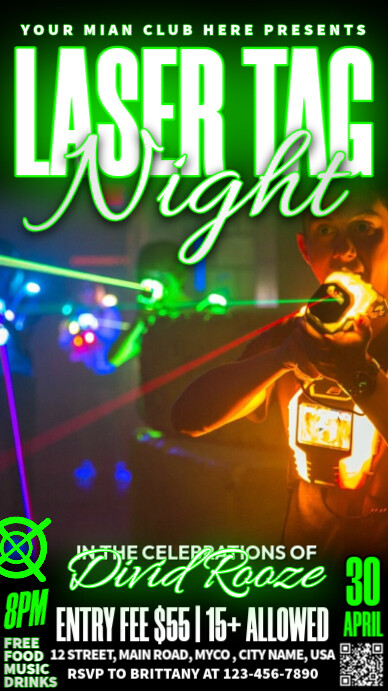 Plantilla de Laser Tag Night | PosterMyWall