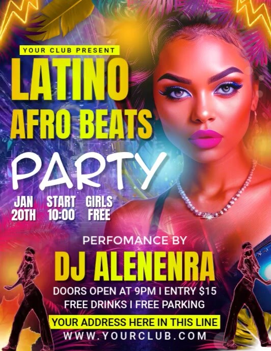 latin afro beats party video flyer Template | PosterMyWall