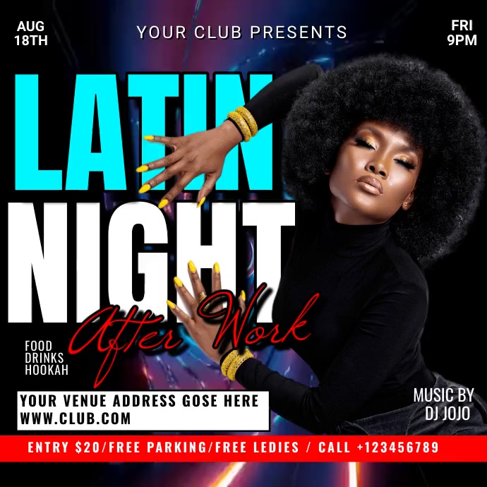 LATIN NIGHT Template | PosterMyWall