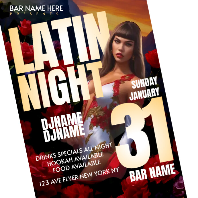 LATIN NIGHT FLYER Template | PosterMyWall
