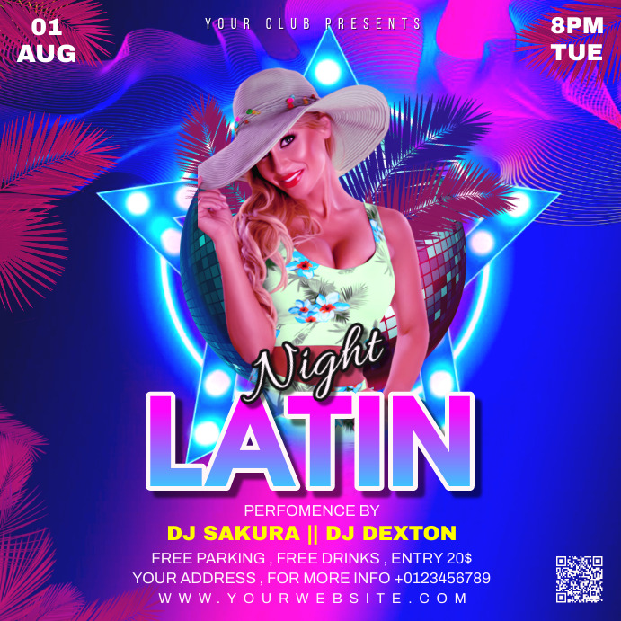 latin night party flyer poster Template | PosterMyWall