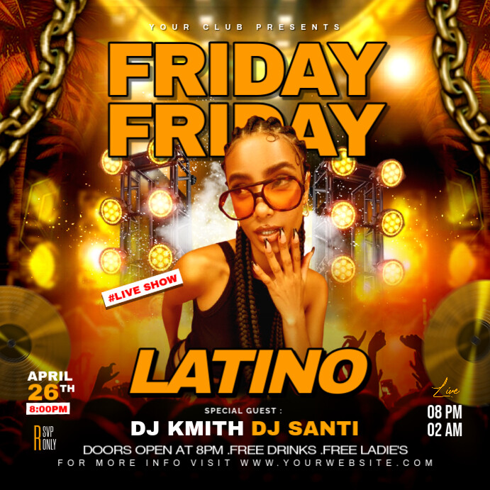 latin night party poster Template | PosterMyWall